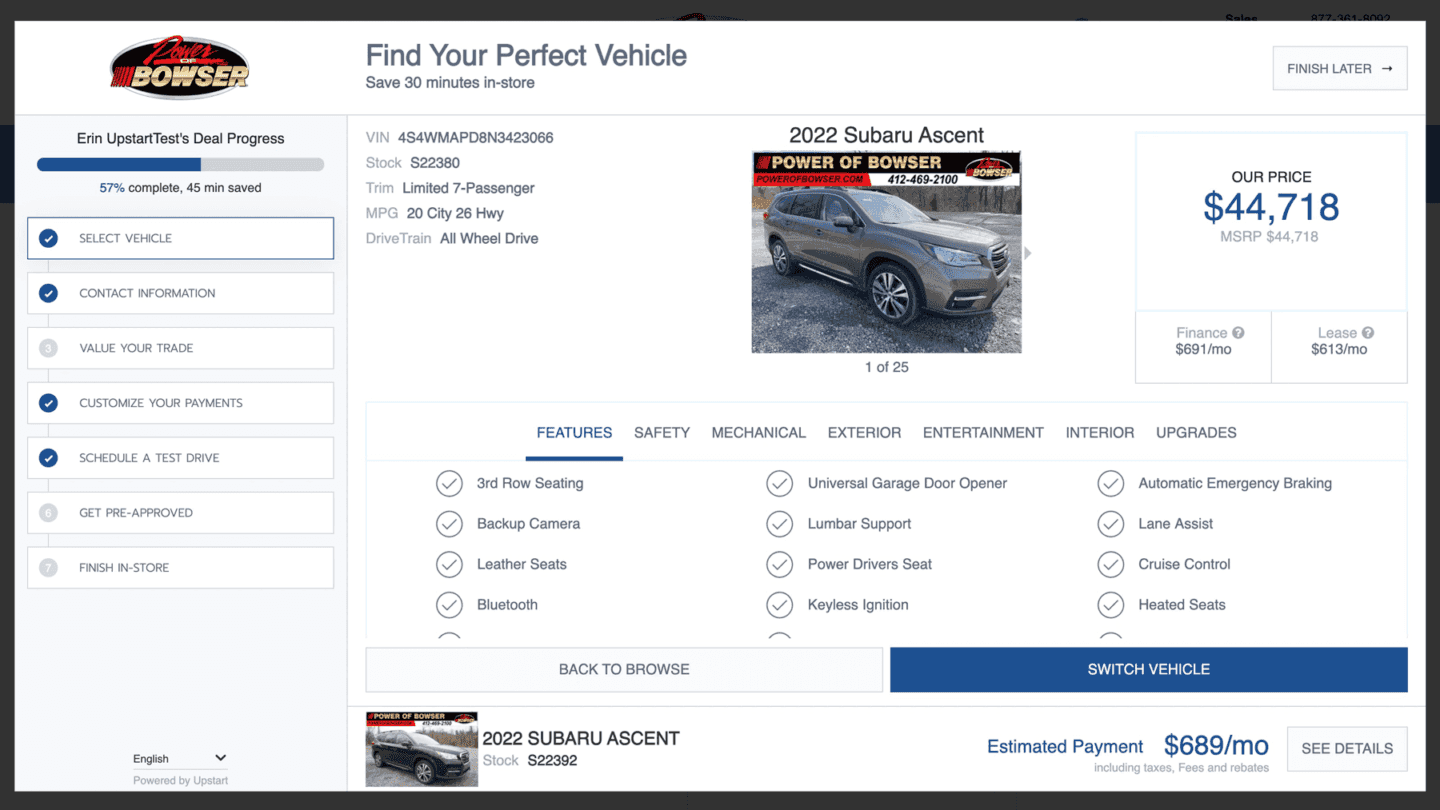 Pleasant Hills PA Online Car Shopping | Bowser Subaru