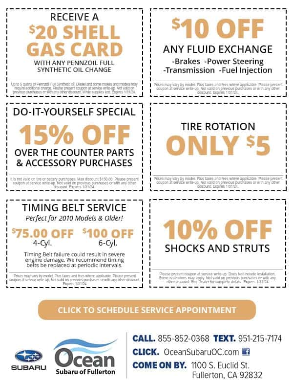 Auto Service Specials | Ocean Subaru of Fullerton near Whittier