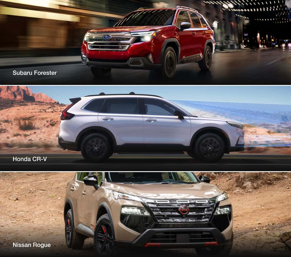 Subaru Forester Vs. Honda CR-V Vs. Nissan Rogue Comparison