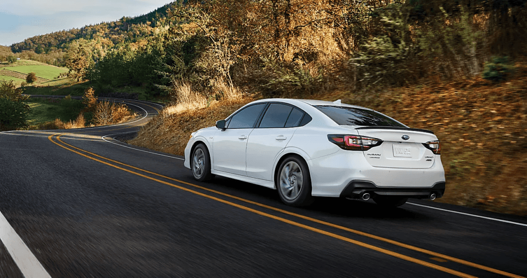 2023-subaru-legacy-rear-curvy-road | Rairdon's Subaru of Auburn